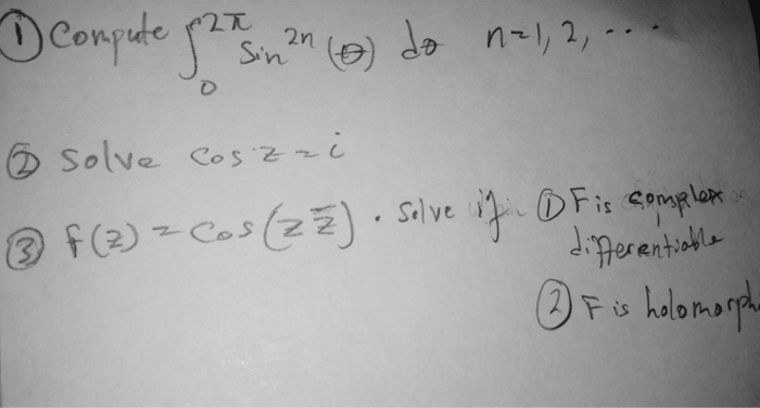 Solved (1) Compute Integrate limit between 0 to 2 Pi sin ^2n | Chegg.com