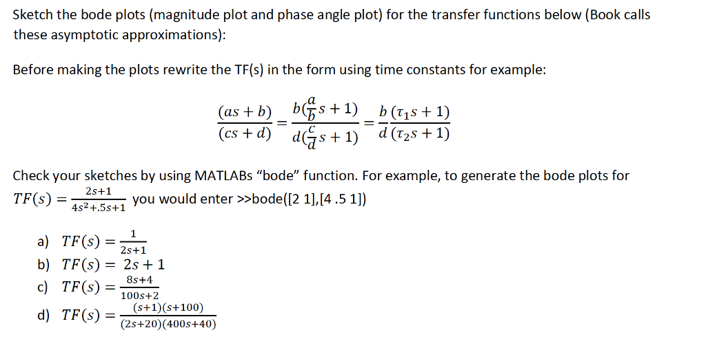 Solved Sketch the bode plots (magnitude plot and phase angle | Chegg.com