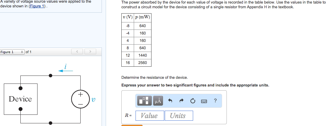 Solved A variety of voltage source values were applied to | Chegg.com