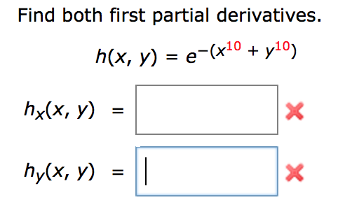 Solved Find both first partial derivatives. h(x, y) = | Chegg.com