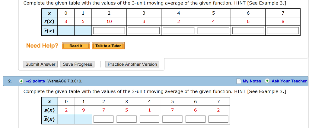 Solved Complete the given table with the values of the | Chegg.com