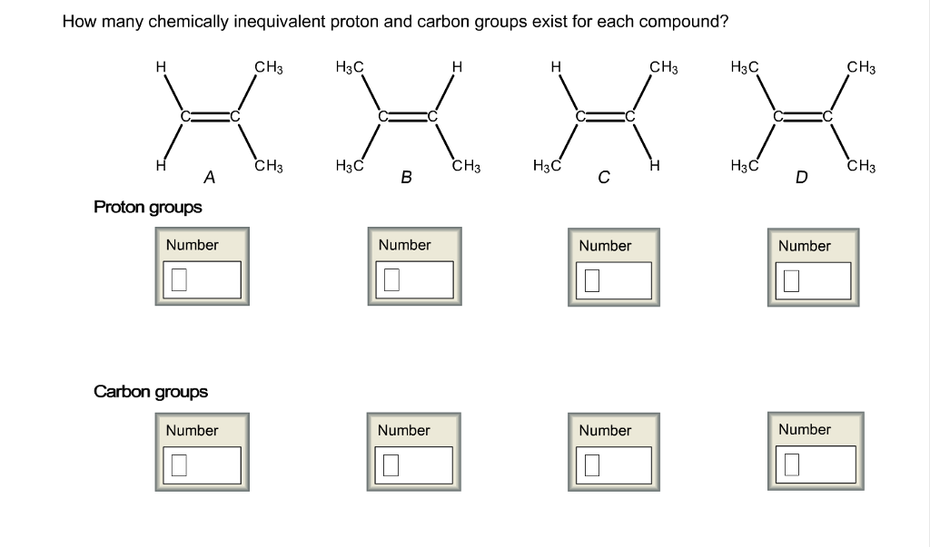 Solved How many chemically inequivalent proton and carbon | Chegg.com
