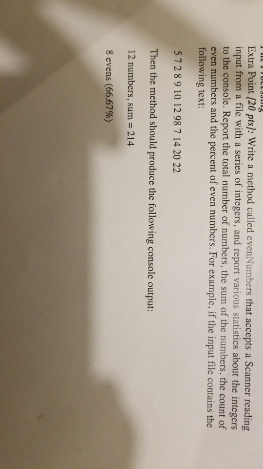 Solved Extra Point /20 pts): Write a method called | Chegg.com