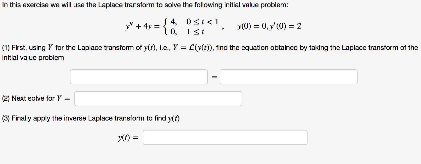 Solved In this exercise we will use the Laplace transform to | Chegg.com
