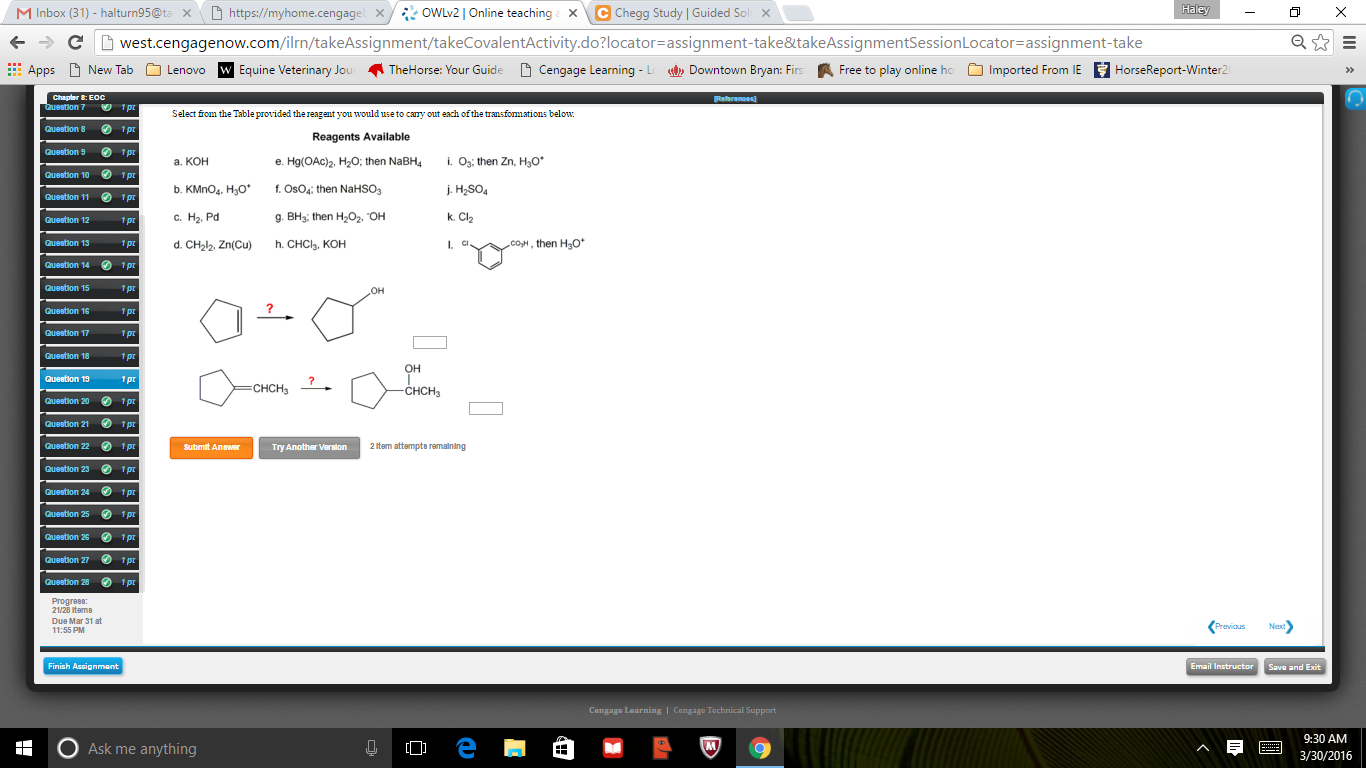 Solved Select from the Table provided the reagent you would | Chegg.com Solved Select from the Table provided the reagent you would | Chegg.com