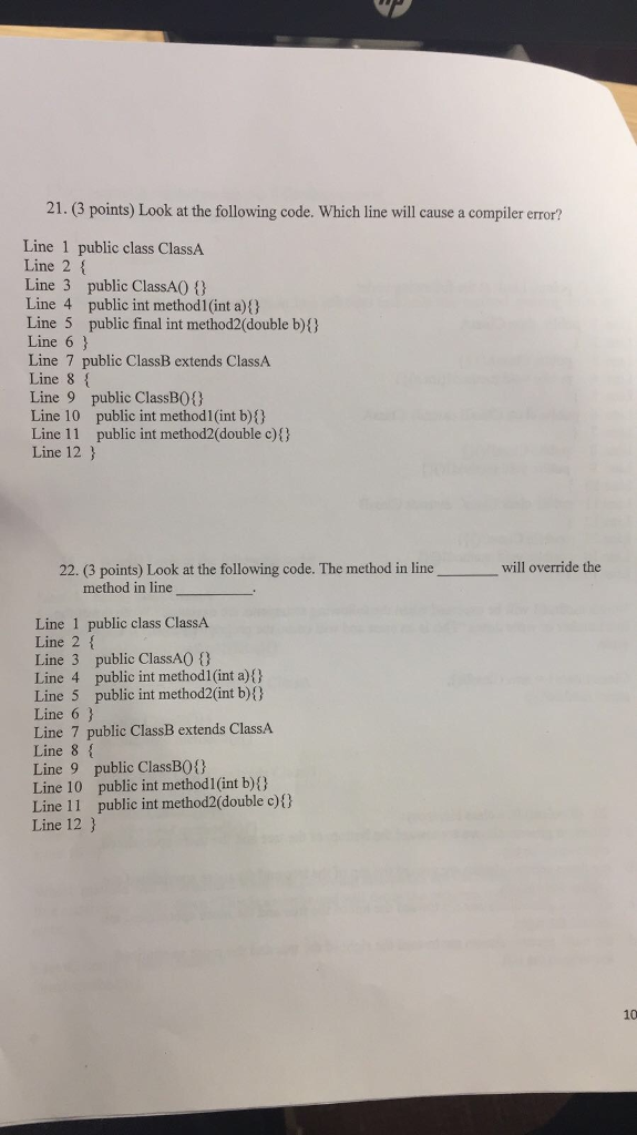 Solved Look at the following code. Which line will cause a | Chegg.com