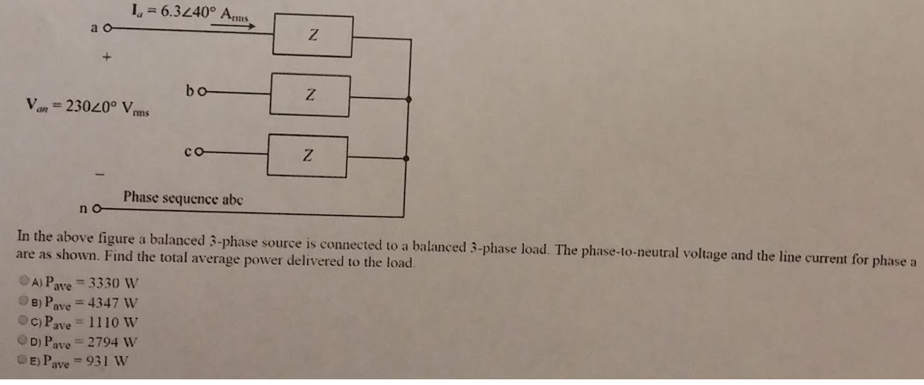 Solved In the above figure a balanced 3 - phase source is | Chegg.com
