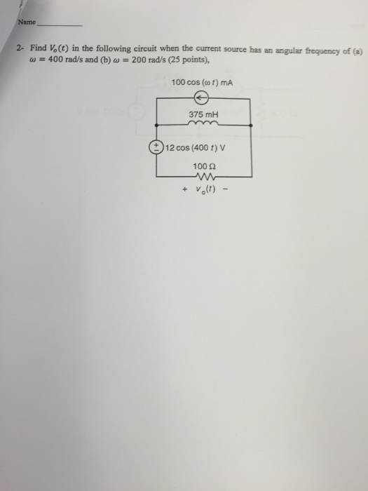 Solved Find V_0(t) in the following circuit when the current | Chegg.com