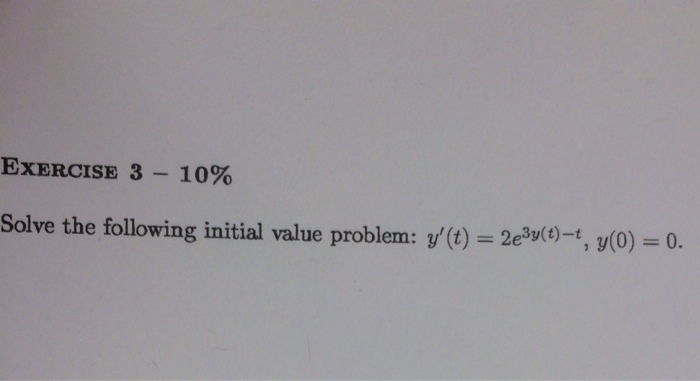 Solved Solve the following initial value problem: y'(t) = | Chegg.com