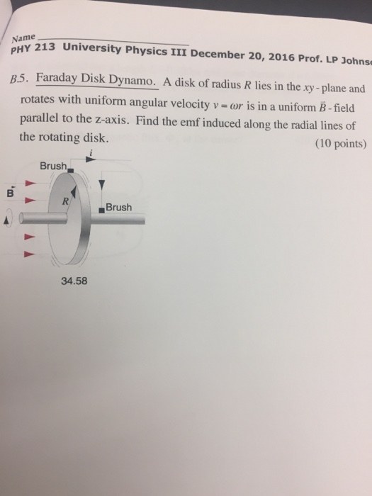 Solved Faraday Disk Dynamo. A disk of radius R lies in the | Chegg.com