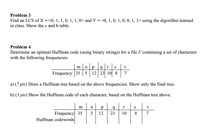 Find an LCS of X = and Y