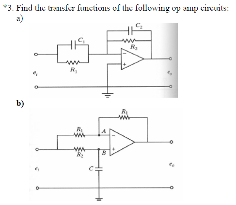 Solved: Find The Transfer Functions Of The Following Op Am... | Chegg.com