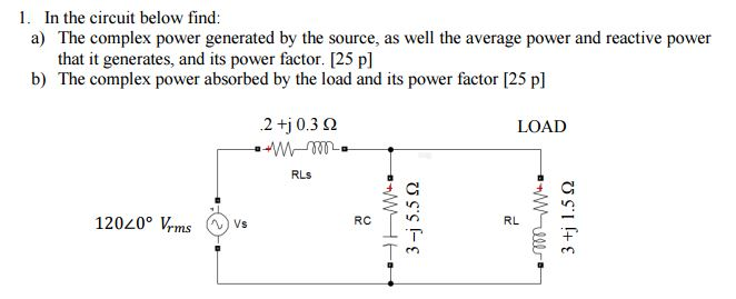 Solved In the circuit below find: The complex power | Chegg.com