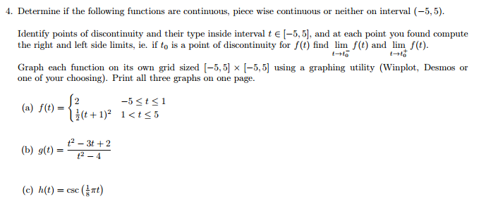 Solved Determine if the following functions are continuous, | Chegg.com