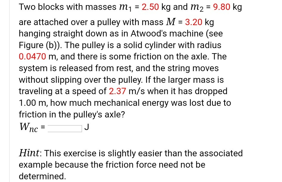 Solved Two blocks with masses m1 - 2.50 kg and m2 9.80 kg er | Chegg.com