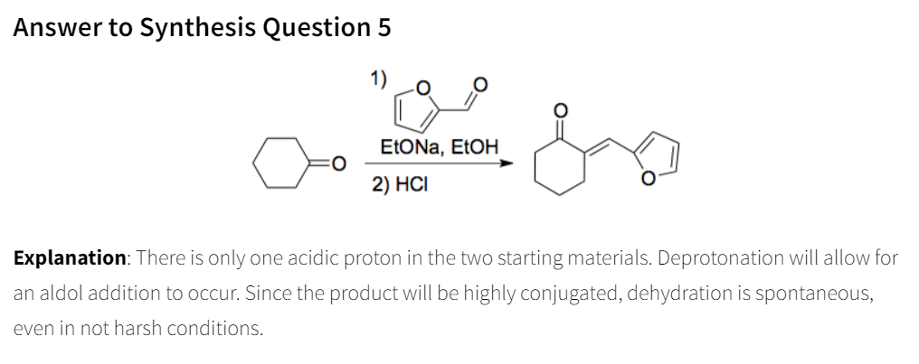Solved Answer to Synthesis Question5 1) C) EtoNa, EtOH 2) | Chegg.com