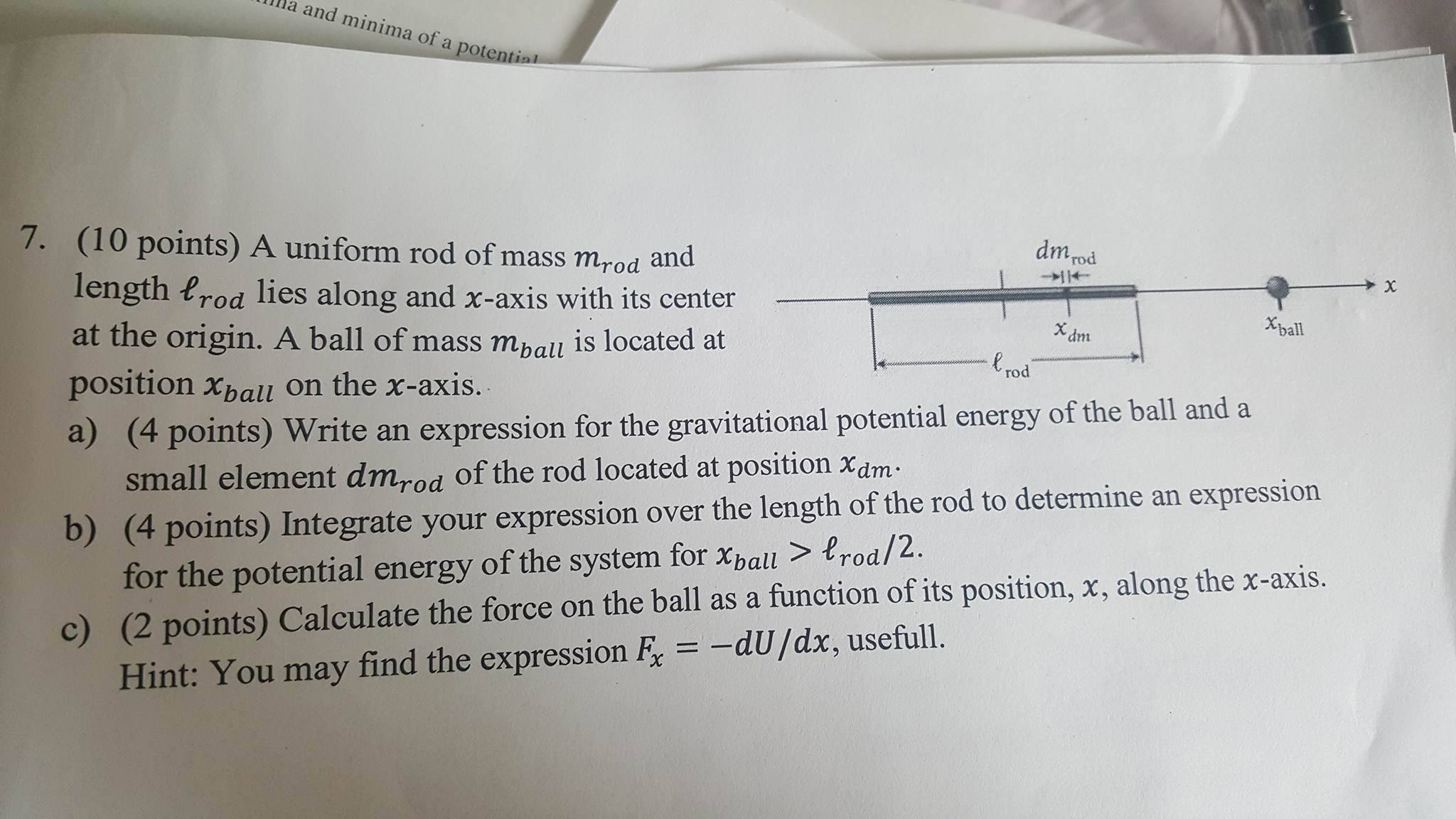 Solved A uniform rod of mass m_rod and length l_rod lies | Chegg.com