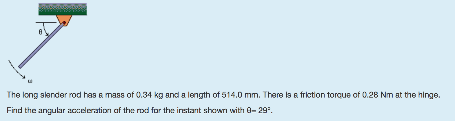 Solved The long slender rod has a mass of 0.34 kg and a | Chegg.com