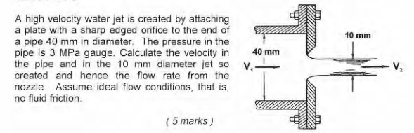 Solved A high velocity water jet is created by attaching a | Chegg.com