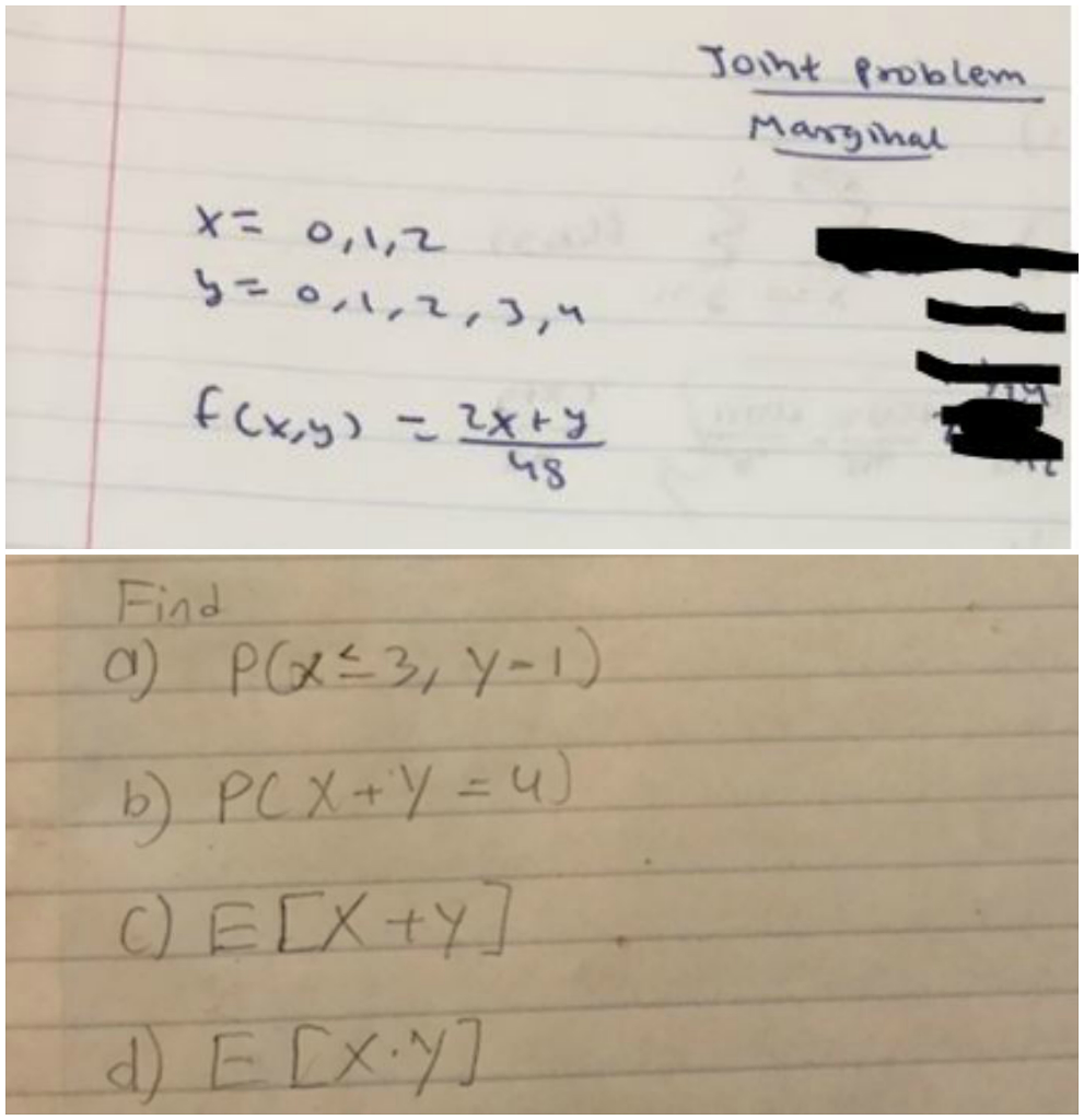Solved please solve this joint probability question. Solve | Chegg.com