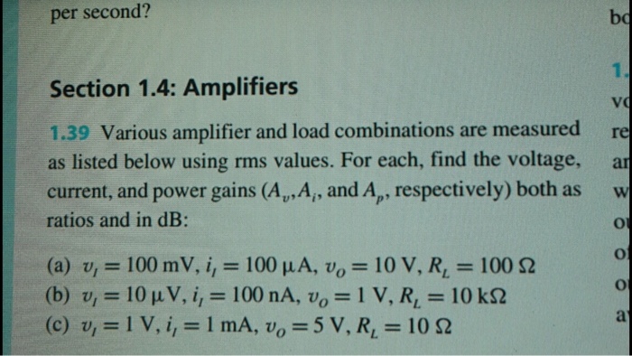 Solved Various amplifier and load combinations are measured | Chegg.com
