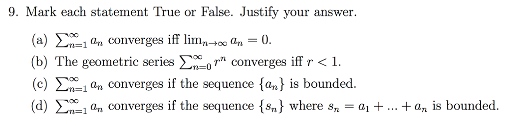 Solved Mark each statement True or False. Justify your | Chegg.com