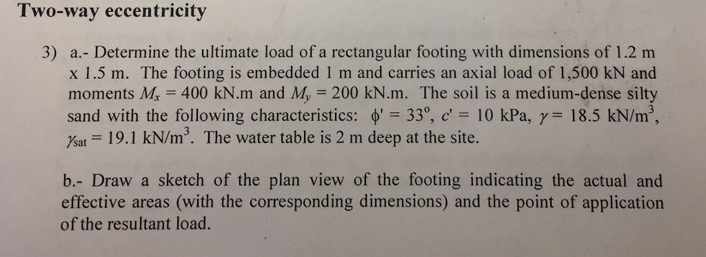 Solved Determine the ultimate load of a rectangular footing | Chegg.com