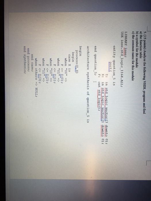 Analyze the following VHDL. program and find a) the | Chegg.com
