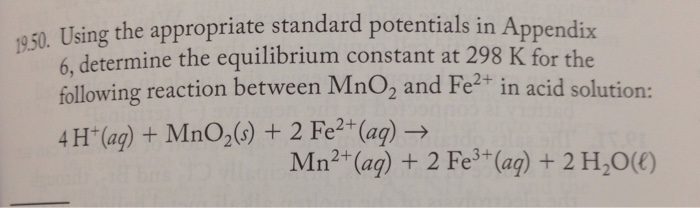 Solved Using the appropriate standard potentials in Appendix | Chegg.com