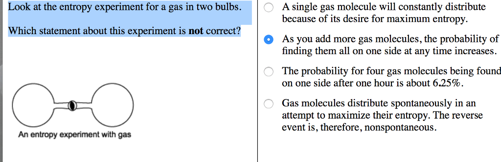 Solved Look at the entropy experiment for a gas in two | Chegg.com