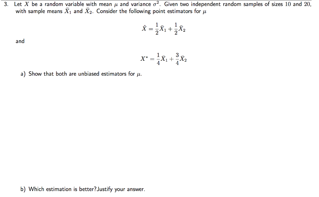 Solved Let X be a random variable with mean mu and variance | Chegg.com