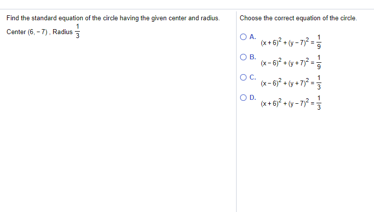 Solved Find The Standard Equation Of The Circle Having The
