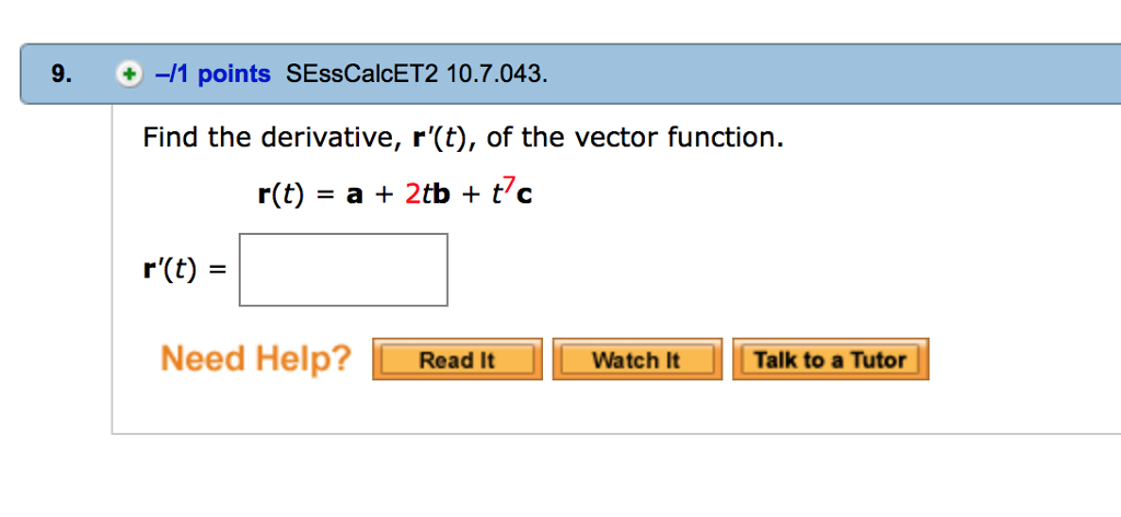 Solved Find The Derivative R T Of The Vector Function