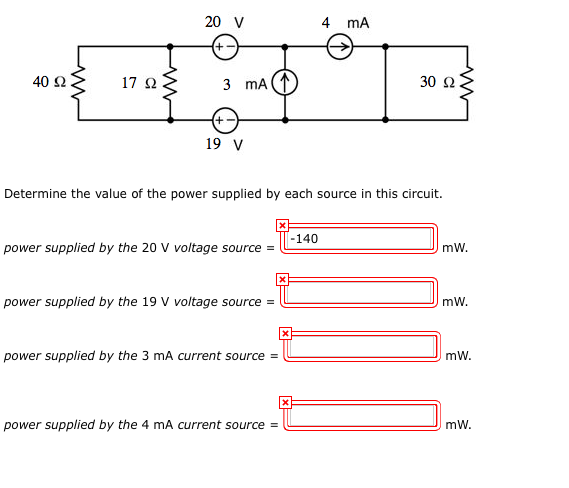 Solved Determine the value of the power supplied by each | Chegg.com