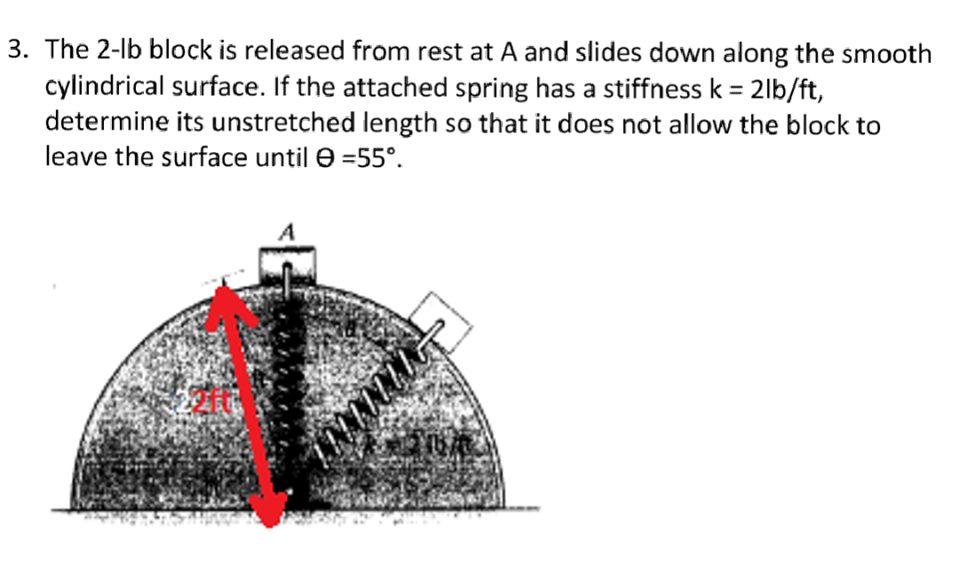 Solved The 2-lb block is released from rest at A and slides | Chegg.com