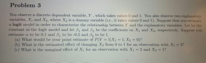 Solved Problem 3 You observe a discrete dependent variable, | Chegg.com