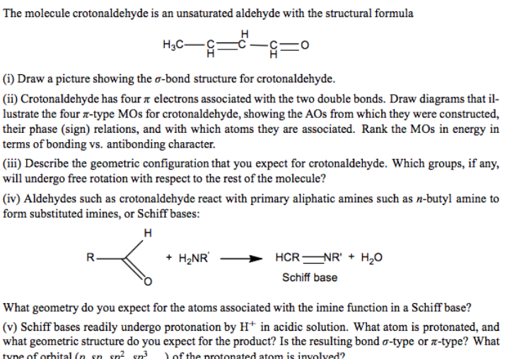 Solved The molecule crotonaldehyde is an unsaturated | Chegg.com