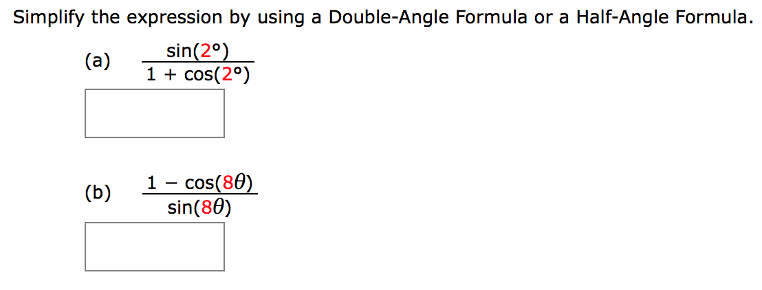 Solved Simplify the expression by using a Double-Angle | Chegg.com