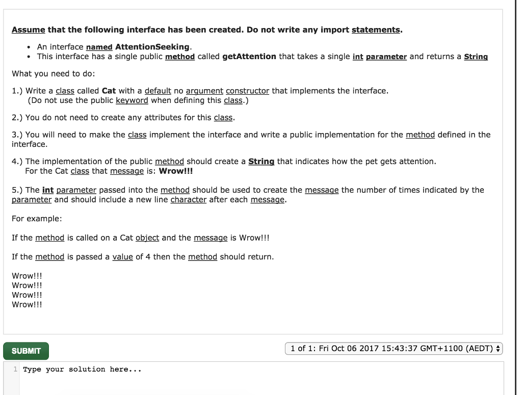 Solved Assume that the following interface has been created. | Chegg.com