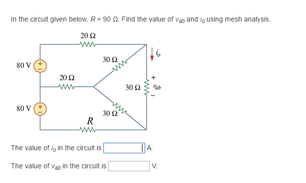 Solved in the circuit r=90 find the value of Vab and I0 | Chegg.com