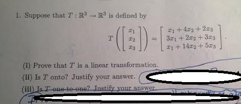 Solved 1. Suppose that T: R^3 right arrow R^3 is defined by | Chegg.com