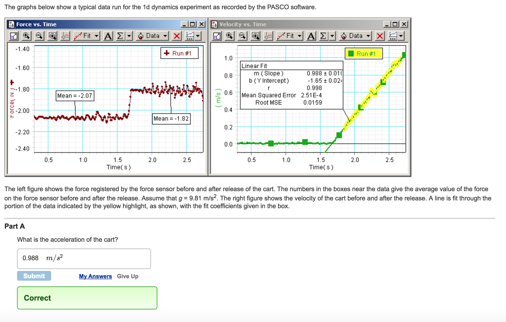 Solved The graphs below show a typical data run for the 1d | Chegg.com