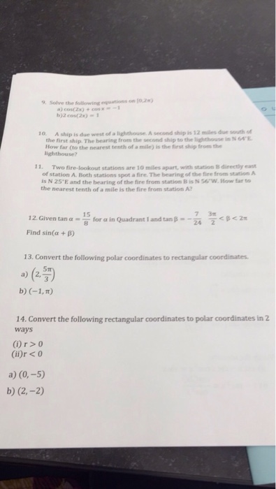 Solve the following equations on A ship is due west | Chegg.com