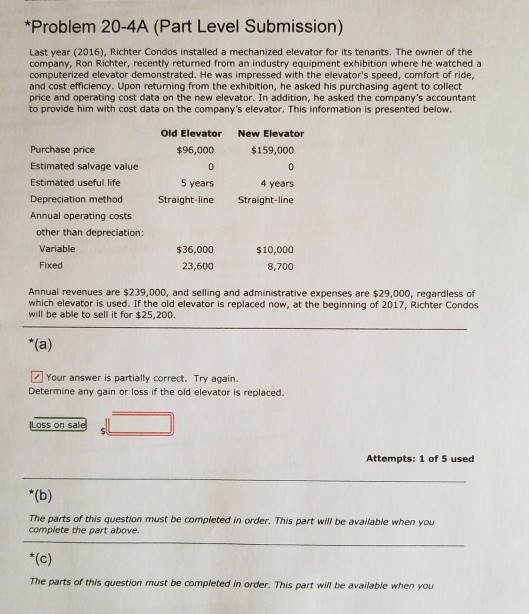 Solved *Problem 20-4A (Part Level Submission) Last year | Chegg.com
