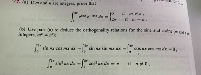 Solved If m and n are integers, prove that integral_0^2pi | Chegg.com