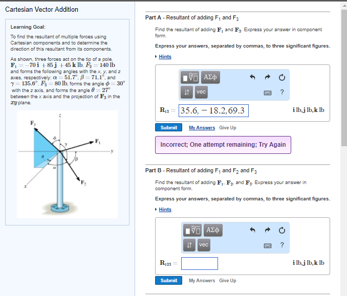 Solved Cartesian Vector Addition Part A - Resutant of adding | Chegg.com