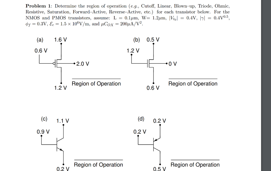 Solved Problem 1 Determine The Region Of Operation E G