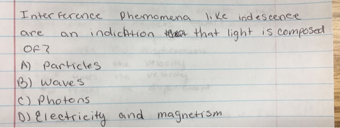 Solved Interference Phenomena like are an indication that | Chegg.com