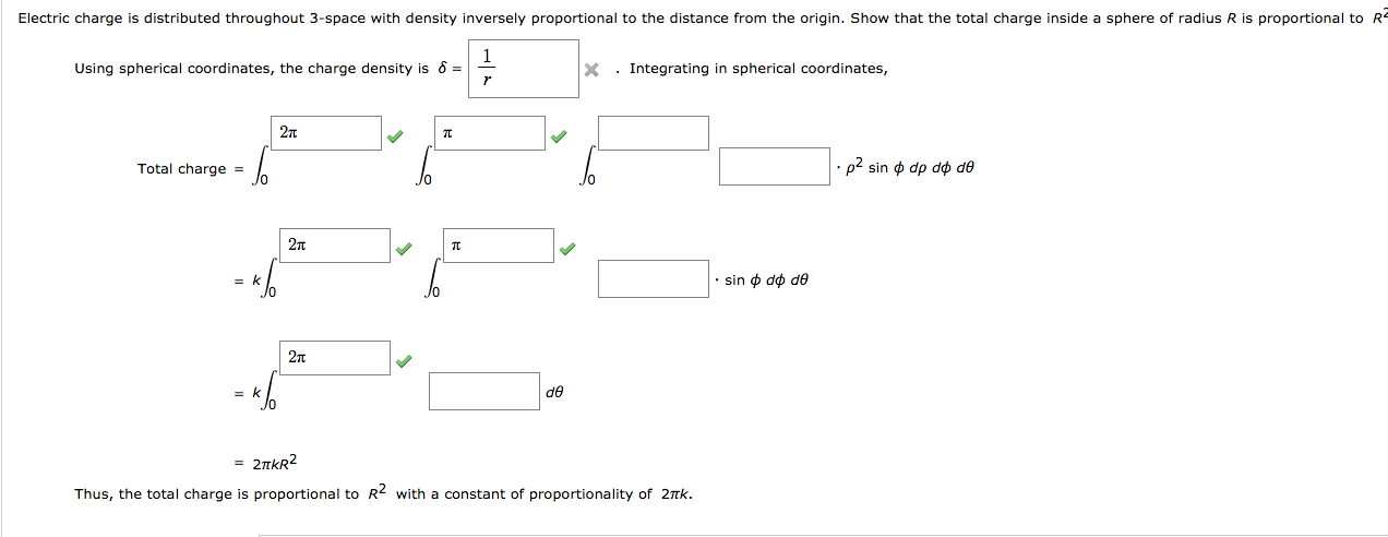 Solved Electric charge is distributed throughout 3-space | Chegg.com