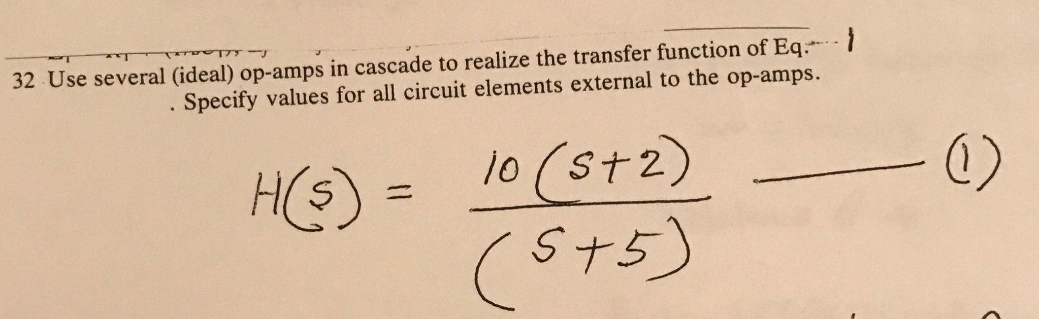 Solved Use several (ideal) op-amps in cascade to realize the | Chegg.com